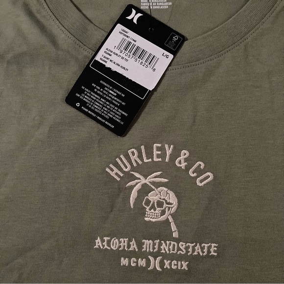Hurley | Shirts | Nwt Hurley Co Olive Tshirt With White Aloha Graphics ...
